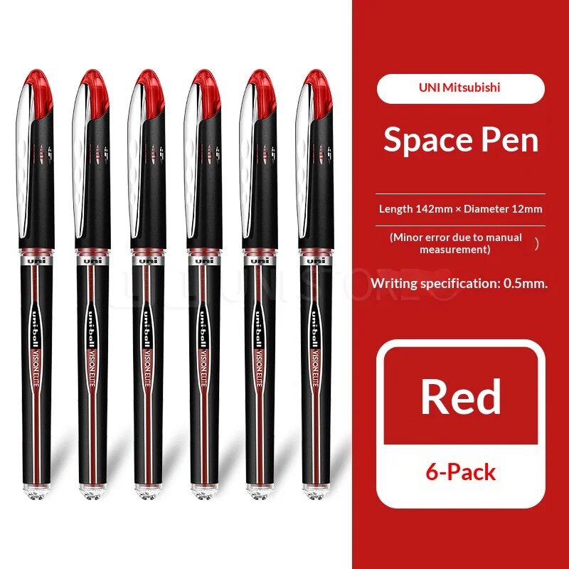Ручки гелевые Uni Mitsubishi Space Pen, 6 шт, Красный