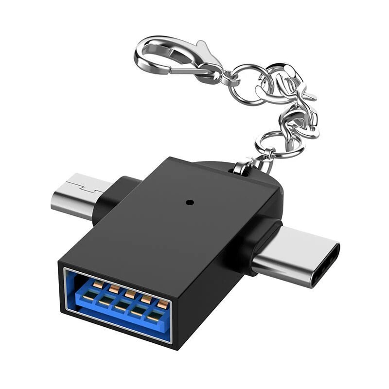 Универсальный адаптер для телефона к USB - совместимый с Huawei, OPPO, Samsung, конвертер USB Type-C к Micro USB, черный