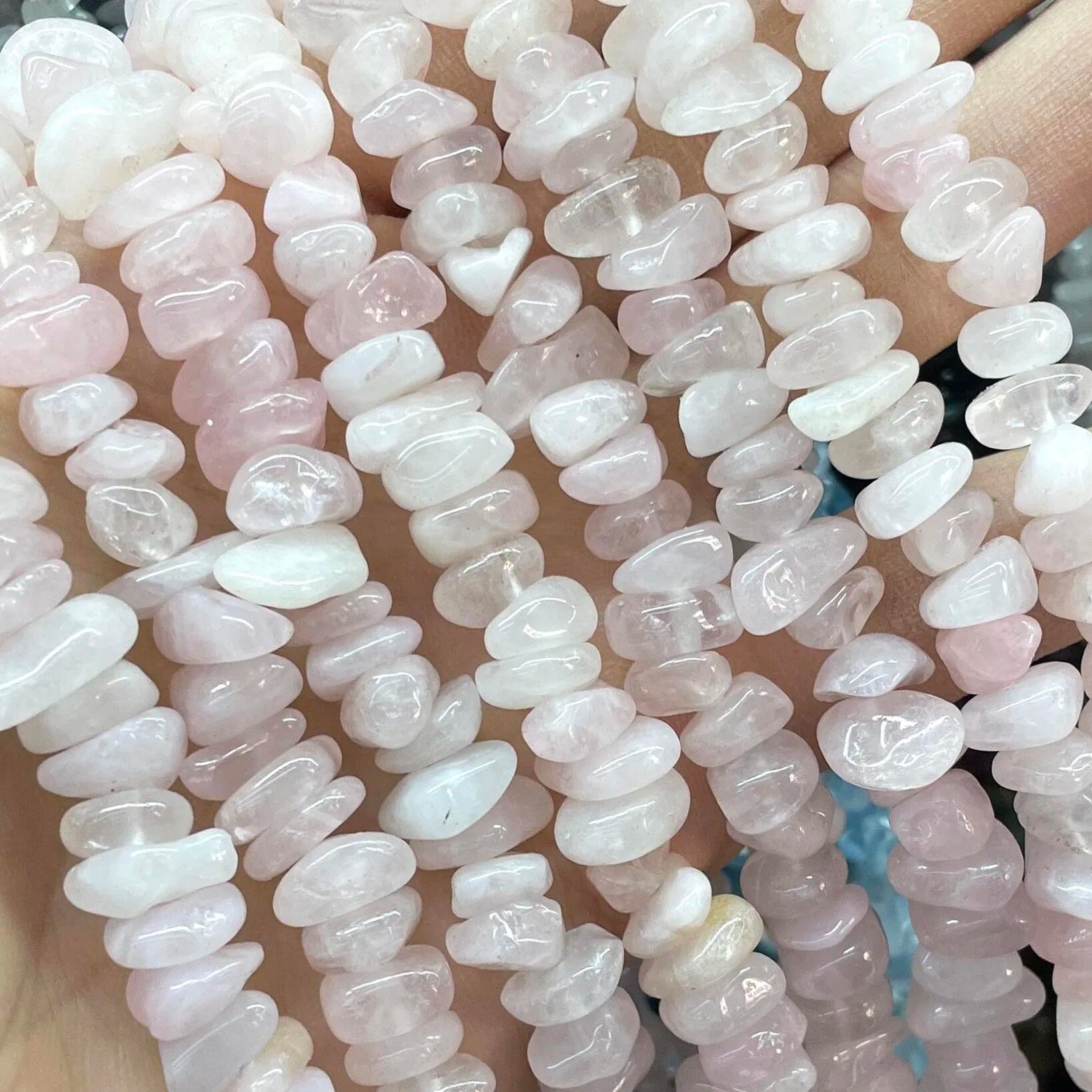 Натуральные бусины гранат лабрадорит кварц JCXAZSJ Белый, Pink Quartz
