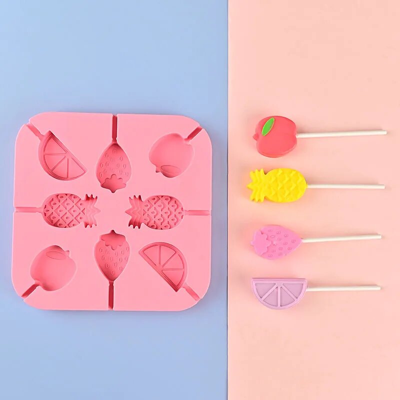 Силиконовые формы для леденцов Fruit, розовые, 8 шт
