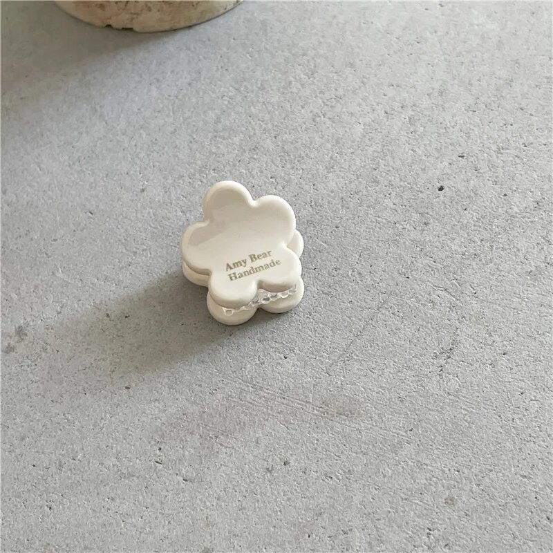 Мини заколки для волос сердечки пластик для женщин Бежевый, H4.3 white flower (m