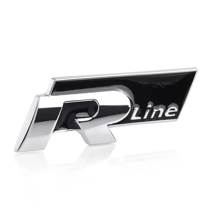 Металлический шильдик R-Line чёрный самоклеющийся
