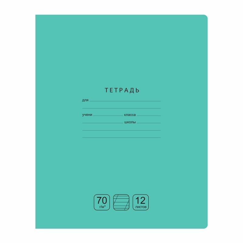 Тетрадь 12 листов косая линия с доп. горизонтальной BG Отличная. Зеленая, зеленый, 30 штук