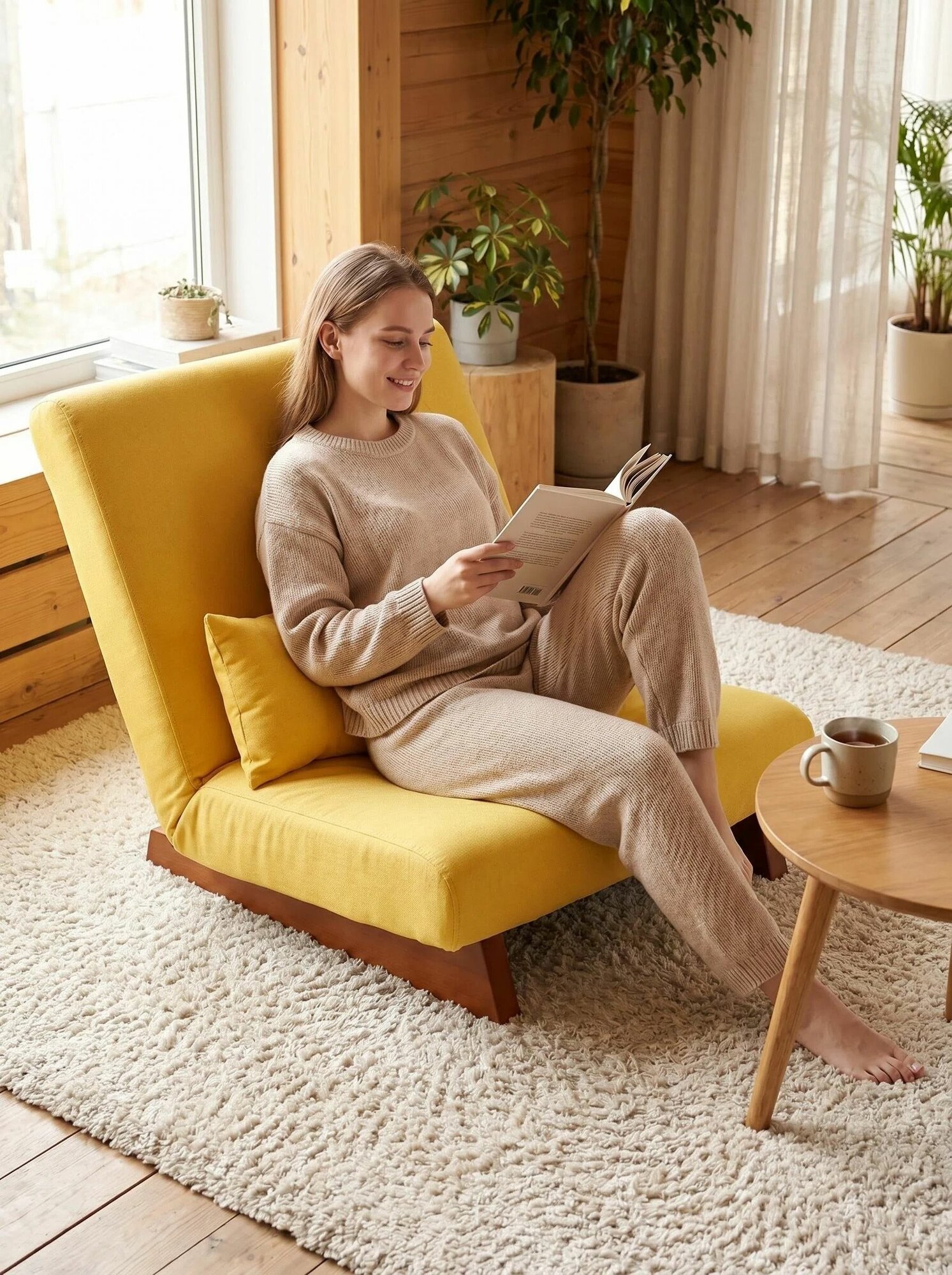 Диван-кресло Damedai Lazy Sofa, с подлокотниками, японский механизм KoYo-LG
