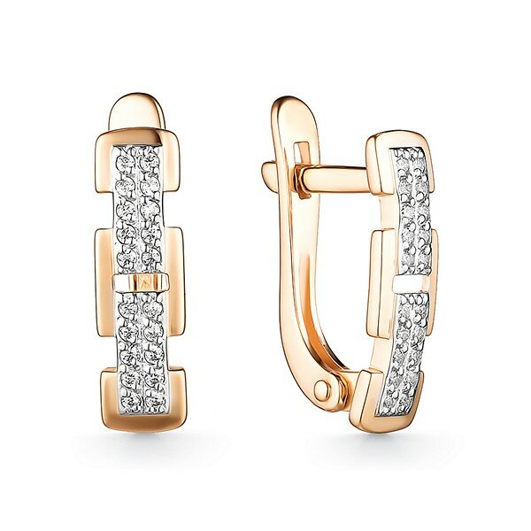 Серьги, красное золото, 585 проба, фианит