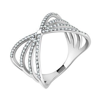 Кольцо, серебро, 925 проба, фианит