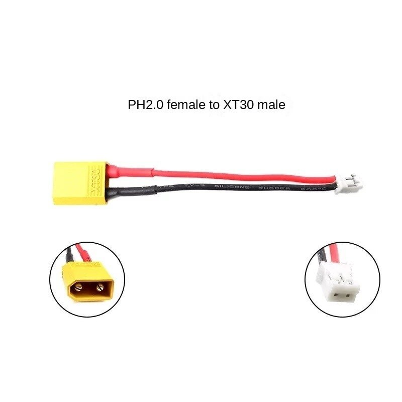 Кабель-адаптер PH2.0 female to XT30 male, силиконовый провод, для RC самолёта аксессуар