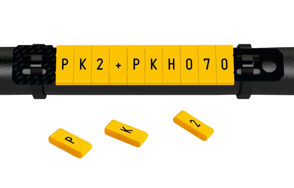 Маркеры однознаковые Partex PK-2 для держателей PKH и POH, символ "A", желтый/черный (диск 500 шт.) {PK+20004SV40. A}