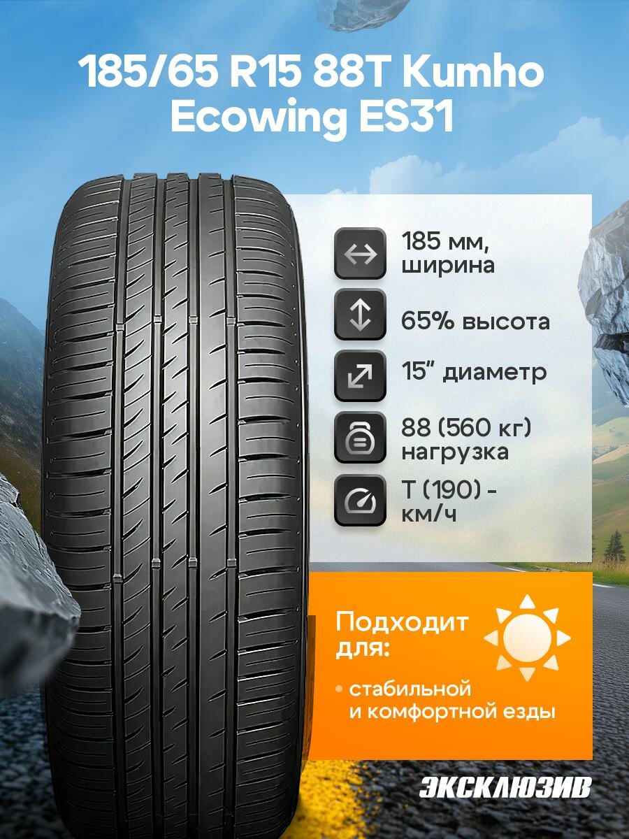Летняя шина Kumho Ecowing ES31 185/65 R15 88T