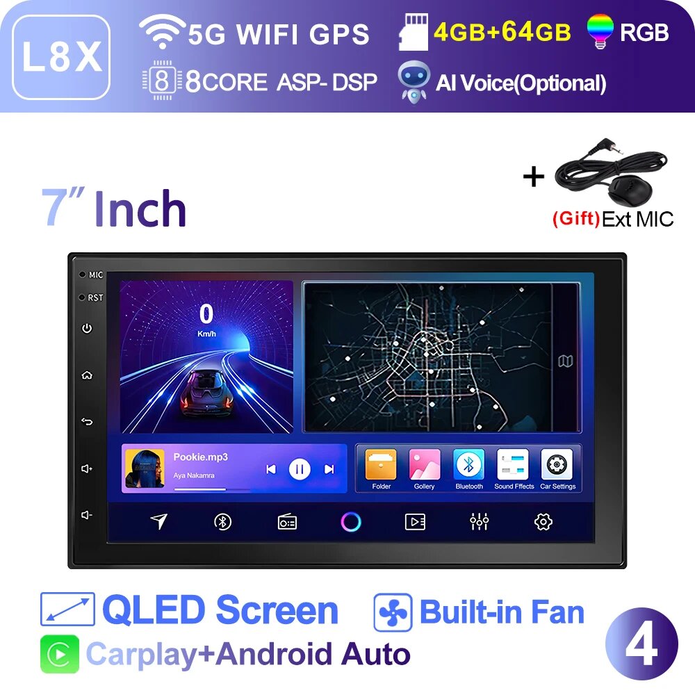 LEHX L8X 8Core 7/9/10' 2Din Android 15 Carplay Радио Автомобильное Мультимедийное 7-L8X(4-64GB)