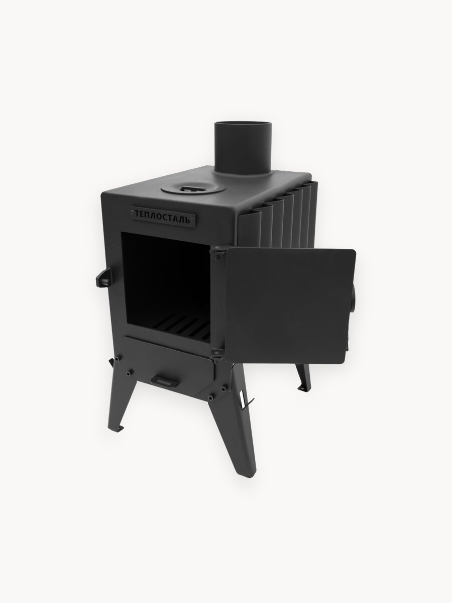 Печь буржуйка Helicon Теплосталь мини 2026, 50м2, сталь, для дачи, бани, гаража, палатки, дома,