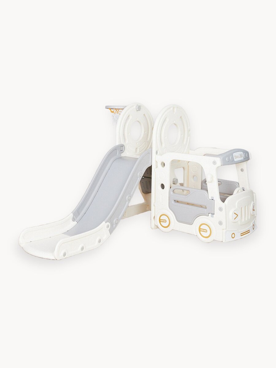 Горка детская с машинкой и баскетбольным кольцом UNIX Kids Автобус / Bus, игровой комплекс пластиковый для дома, улицы