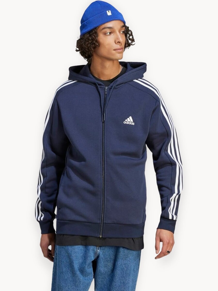 Толстовка спортивная Essentials Fleece 3-Stripes Full-Zip Hoodie