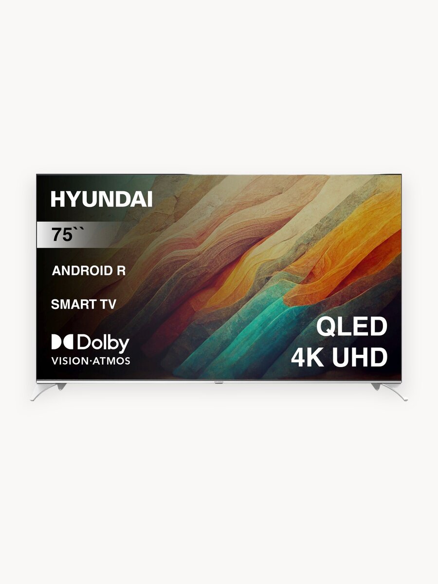 Телевизор QLED Hyundai 75" H-LED75QBU7500 Smart Android TV Frameless черный серебристый 4K Ultra HD
