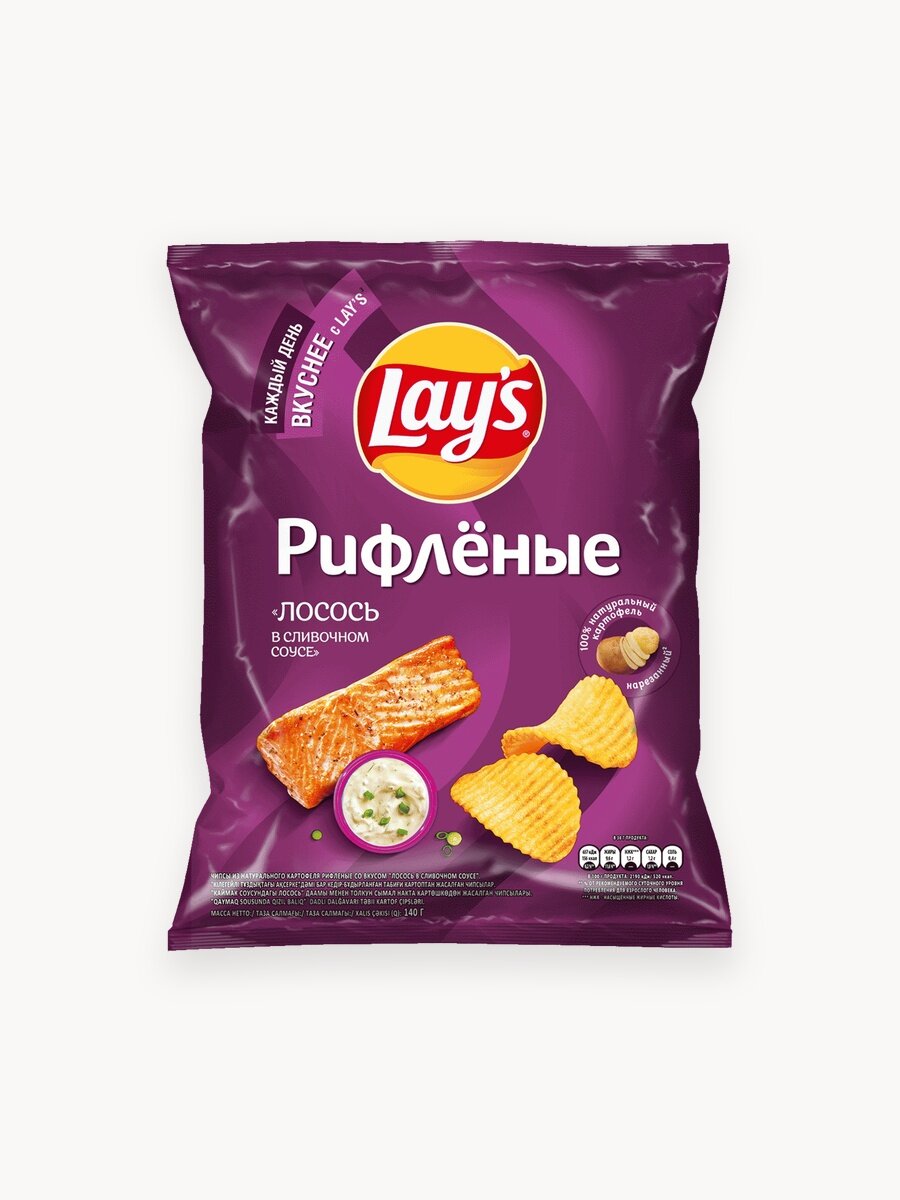 Картофельные чипсы Lay's Рифленые Лосось в сливочном соусе 140 г