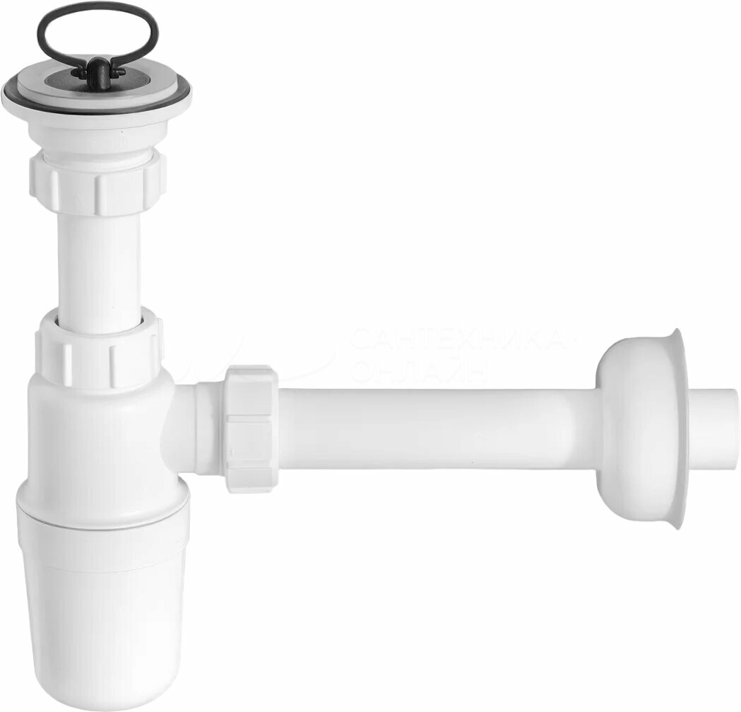 Сифон McAlpine бутылочный 1 1/4" х 32 мм с выпуском 60мм нержавеющая решетка с пробкой выход 32мм компрессионный MRW1