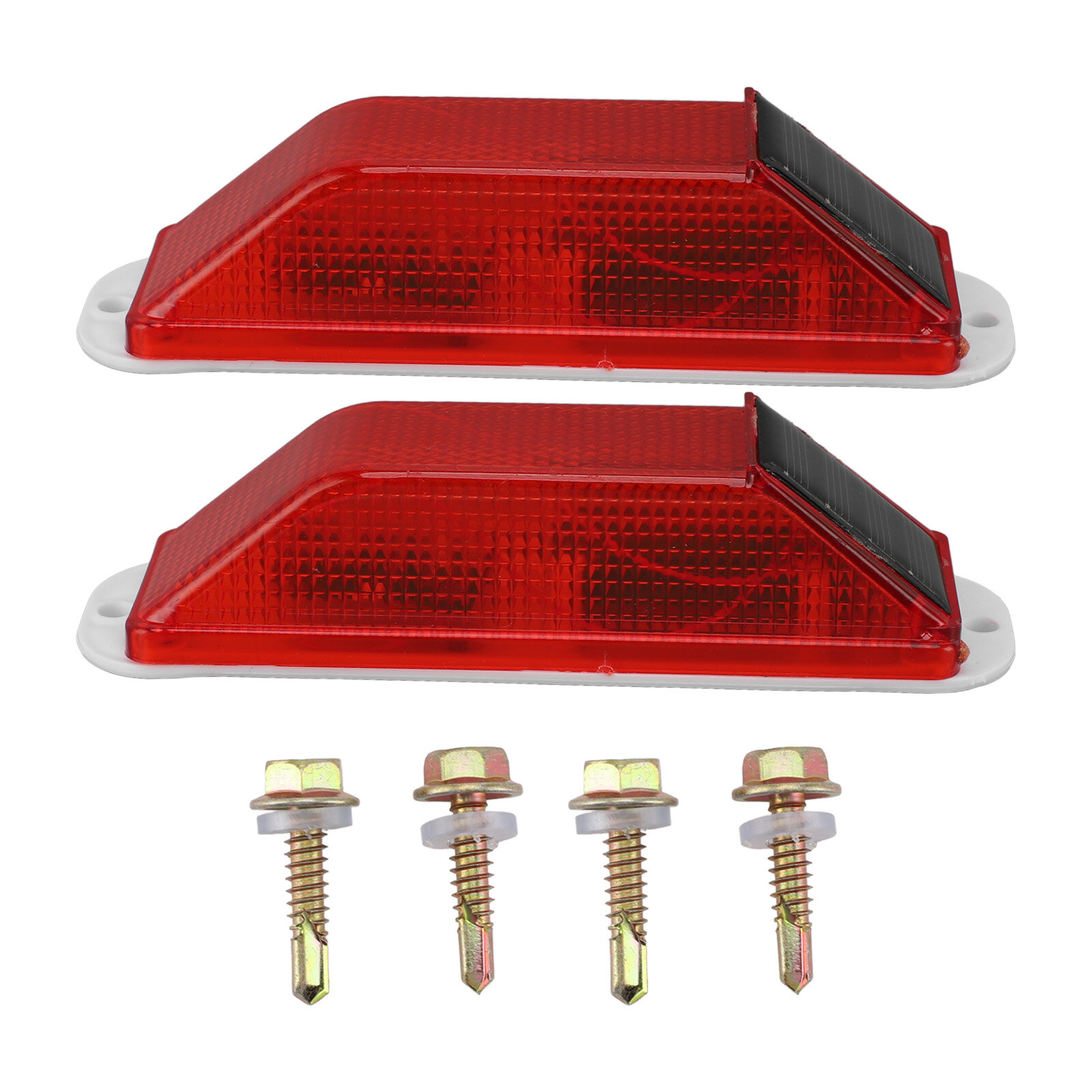 2 шт. солнечных стробоскопических сигнальных светодиодных фонарей, ярких, водонепроницаемых, с регулируемым миганием, для ограждения строительных площадок и обеспечения безопасности дорожного движения, красного цвета.