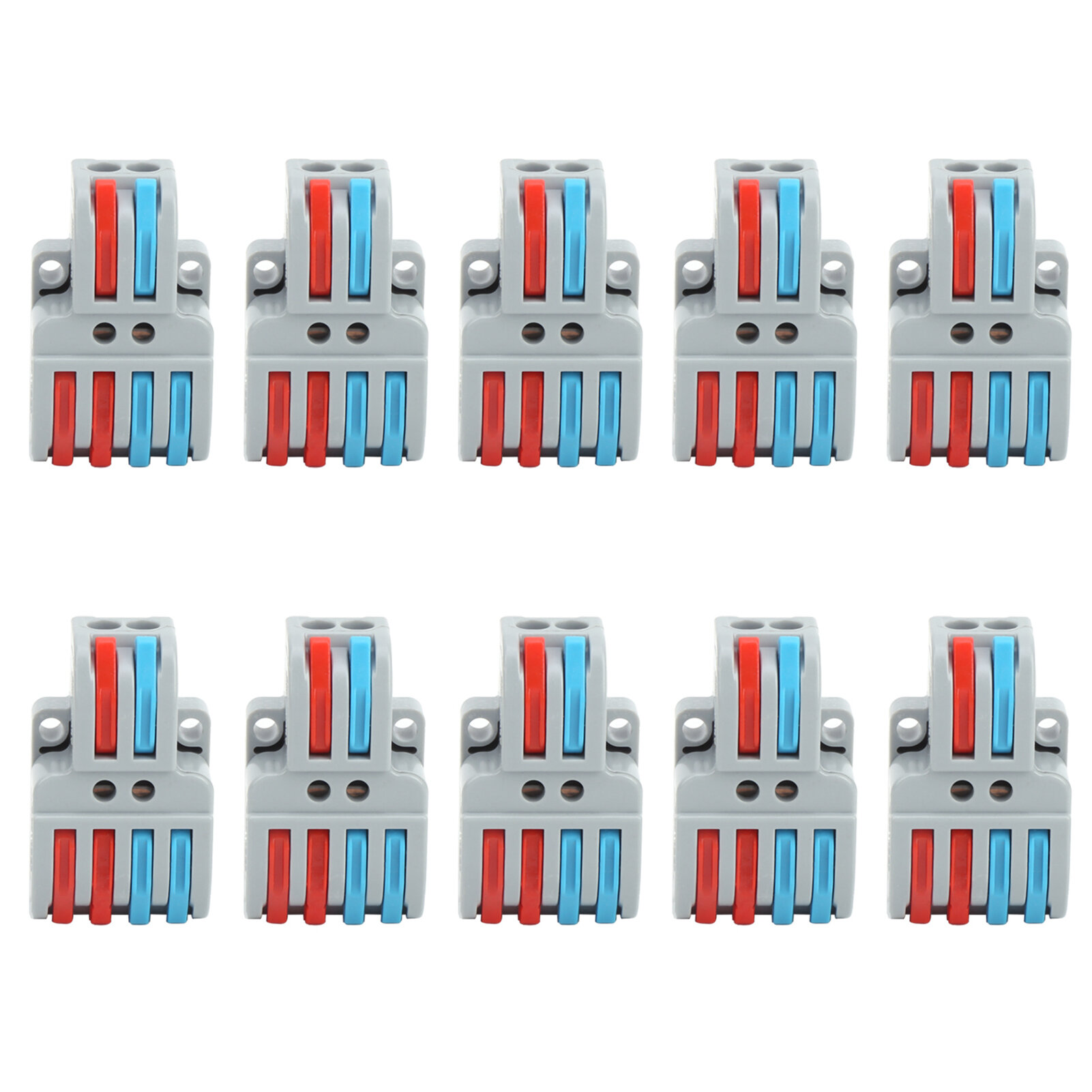 10Pcs Cable Connector Color Quick Wiring 2 In 4 Out Terminal Block Connection LT 422