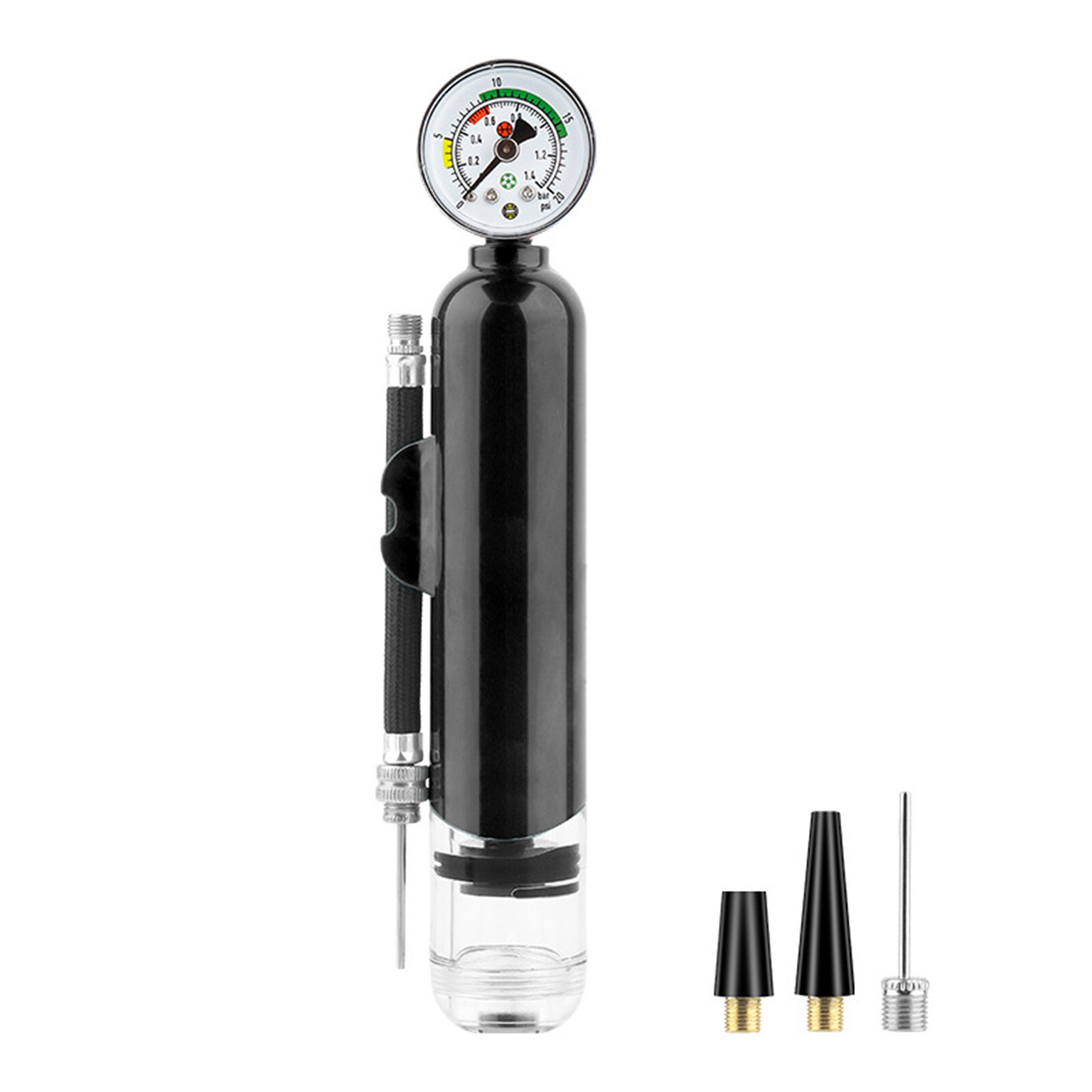 Портативный спортивный воздушный насос для мячей с манометром и отсоединяемым шлангом для футбола, баскетбола и сокер.