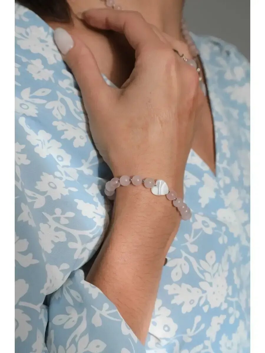 Браслет, кварц розовый
