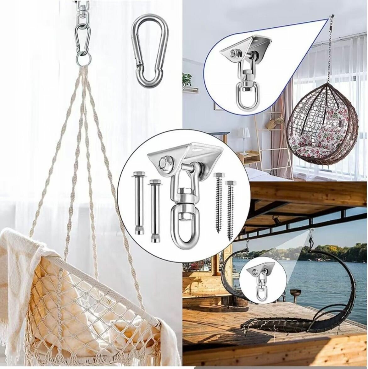 Крепление для подвесных качелей Подвес для кресла гамака с вертлюгом