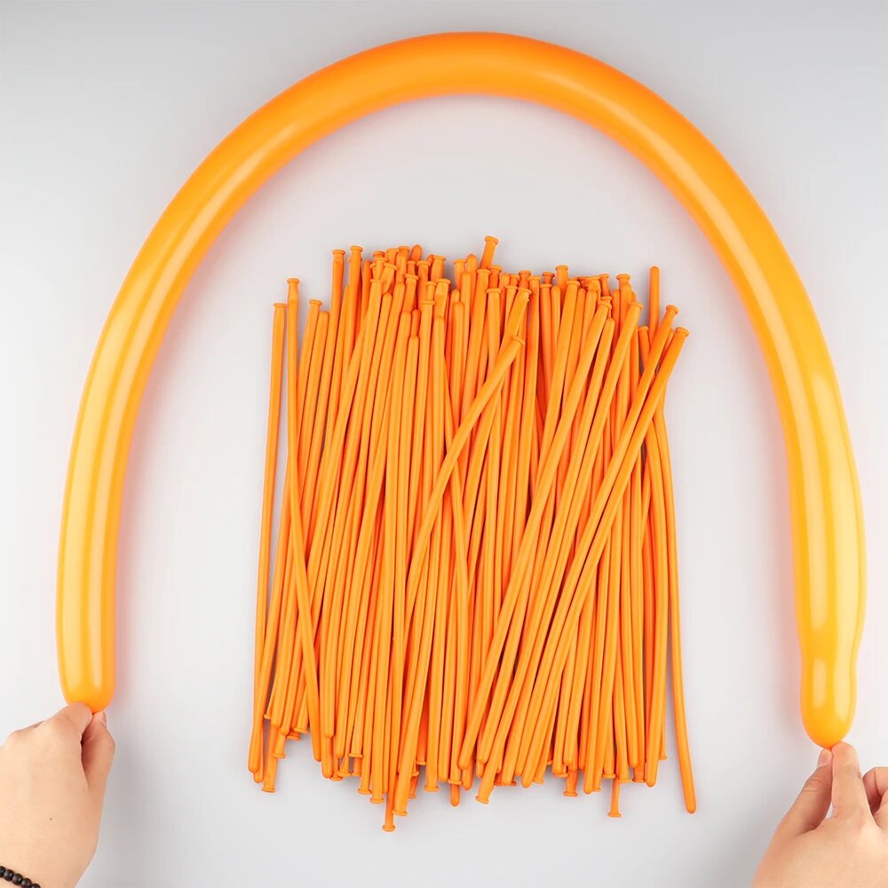 Латексные полоски-шары, 100 шт, разноцветные, для декора Оранжевый, Orange, 100pcs