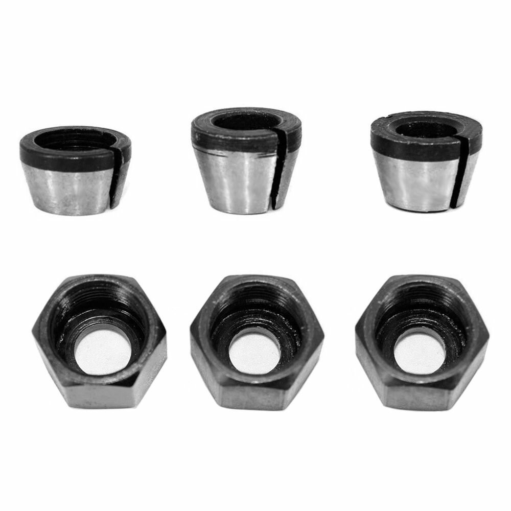 Цанга 6 мм/6,35 мм/8 мм для кромочных фрез / Цанговый зажим, патроны, адаптер для сверл, гравировка, обрезка, 8 шт (В комплект входят 2 гайки).