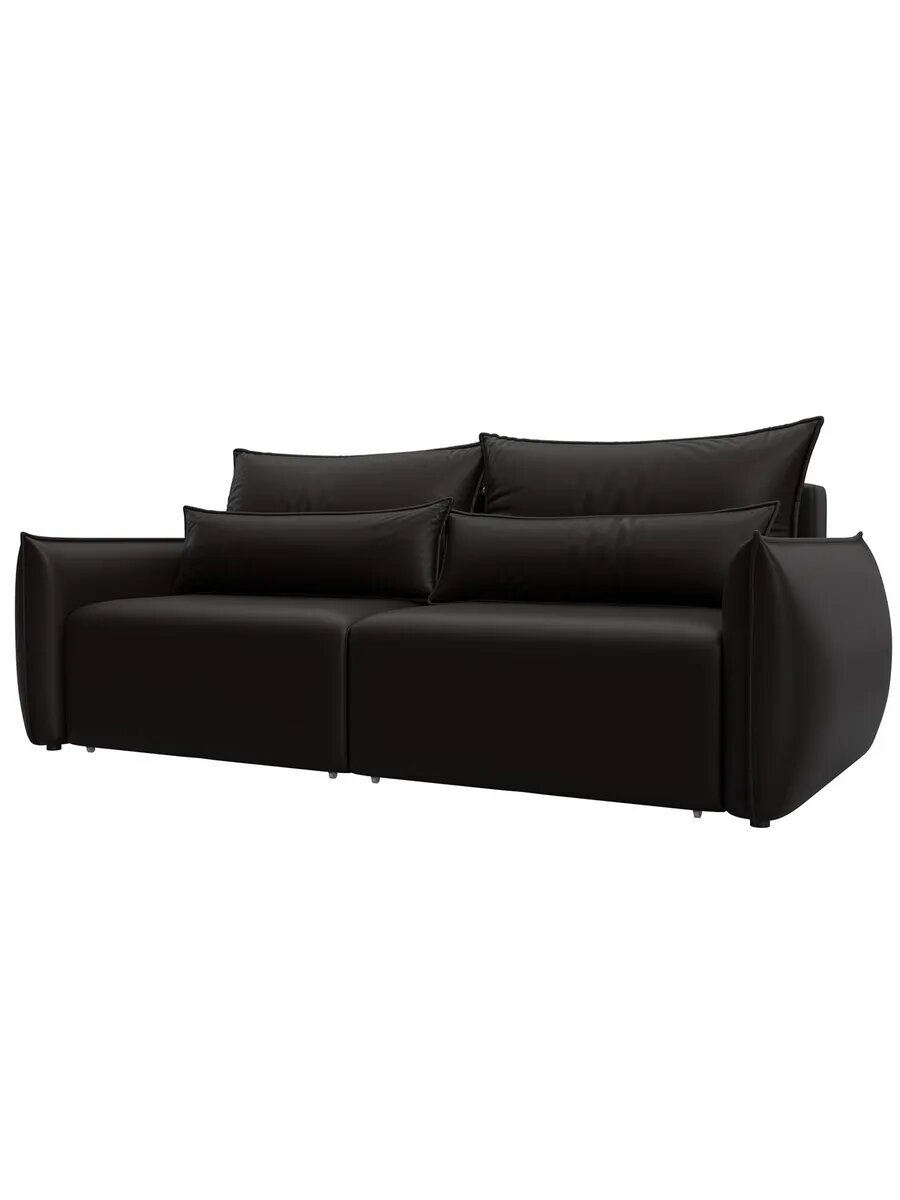 Прямой диван Варшава со спальным местом, 160х192 см, пружинное основание, ящик для белья, экокожа