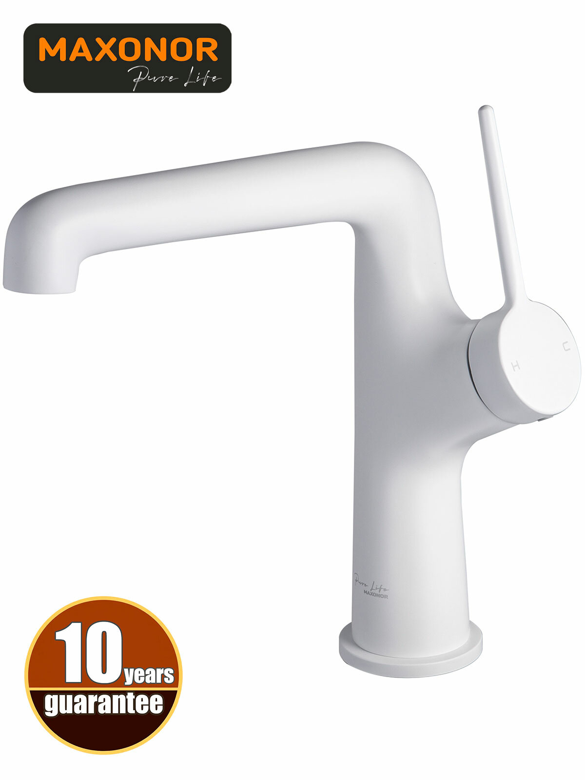 Смеситель для раковины Maxonor PURE LIFE GLAMOUR PL1094-8 Белый матовый Латунь