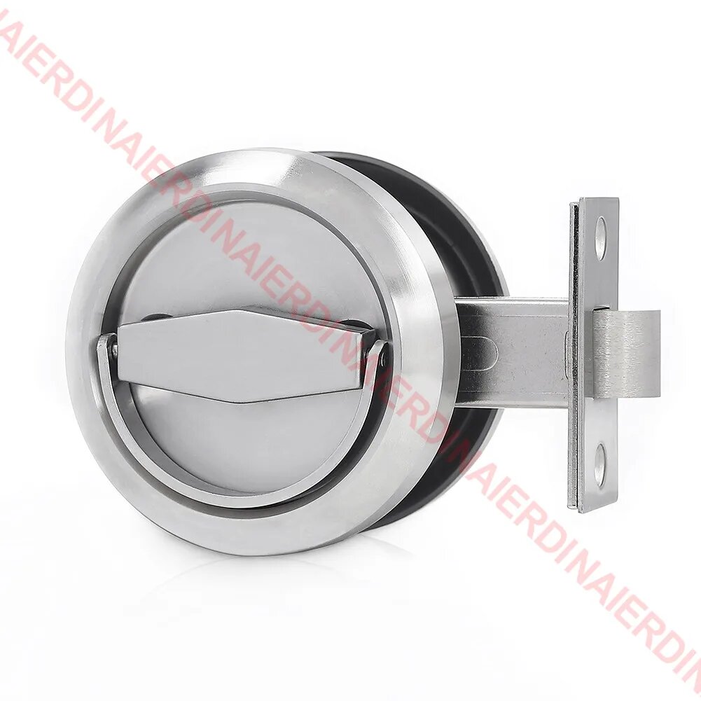 NAIERDI круглый скрытый дверной замок из нержавеющей стали, Brushed Silver Set