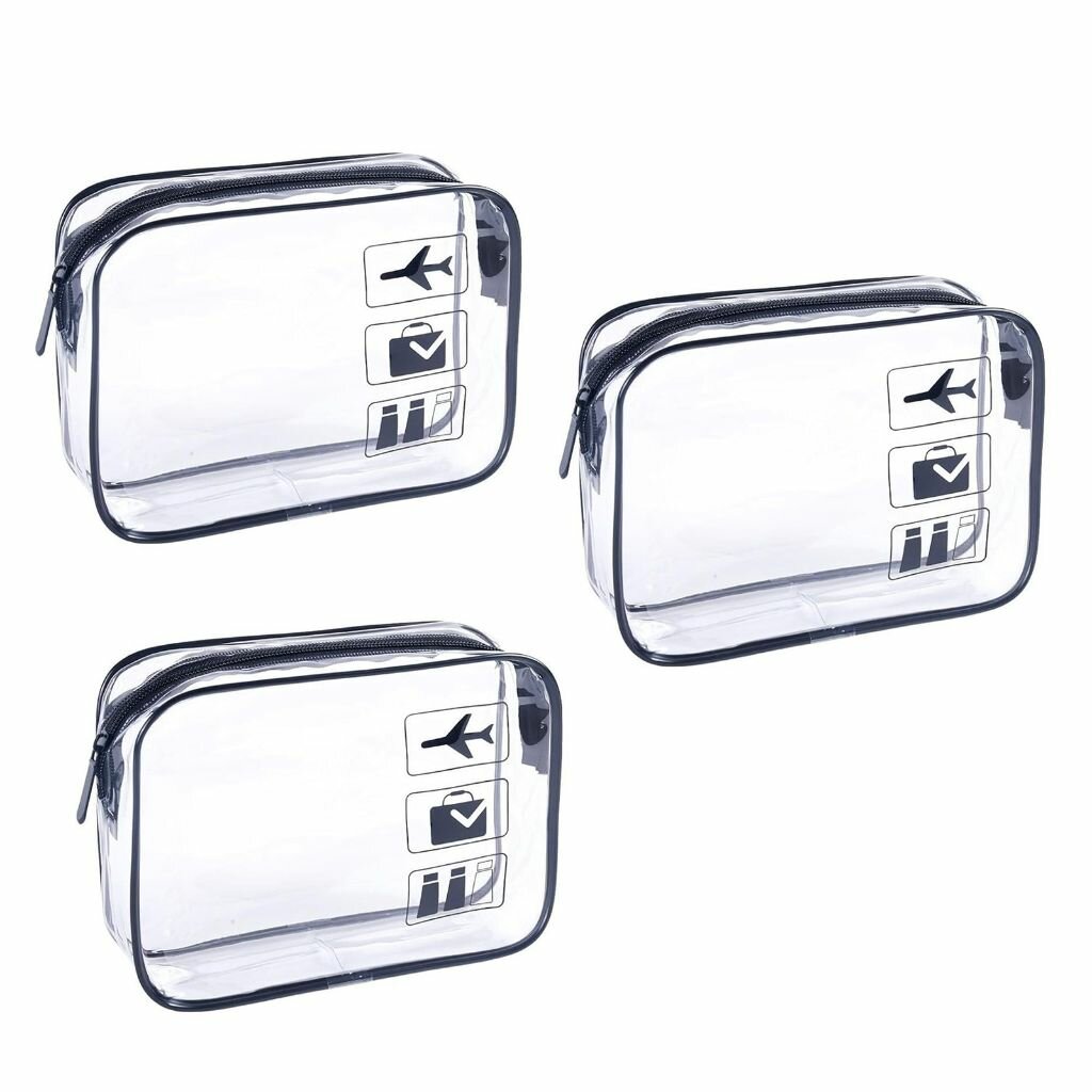 3 Штуки Прозрачных Дорожных Сумочек-Органайзеров Для Косметики И Туалетных Принадлежностей
