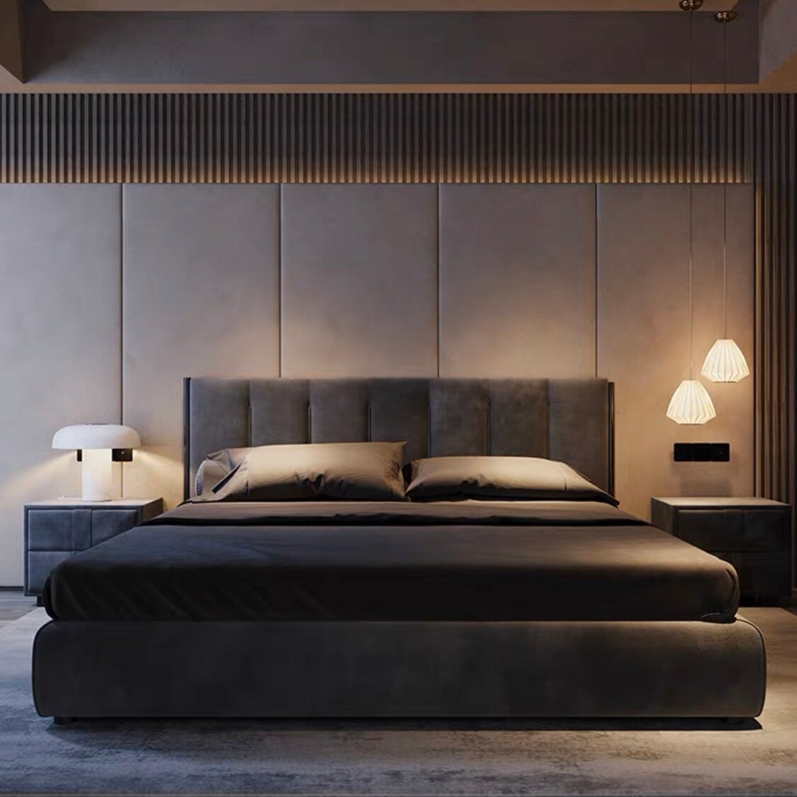 Интерьерная кровать с высоким мягким изголовьем Favre (Кровать/ спальное место 150см)