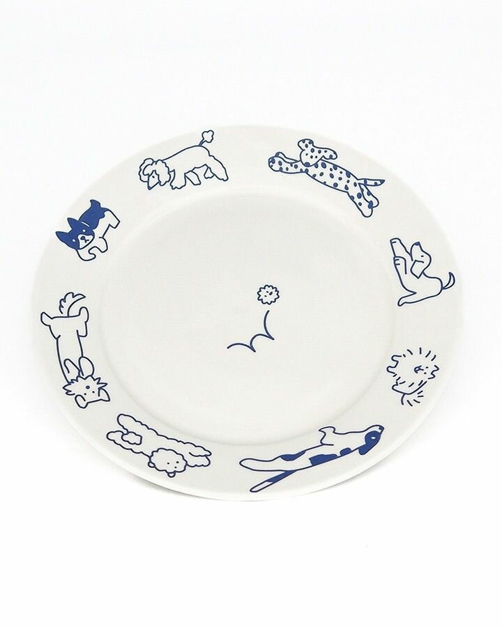Тарелка "Собаки", керамическая, белая, синяя, 21 см, универсальная