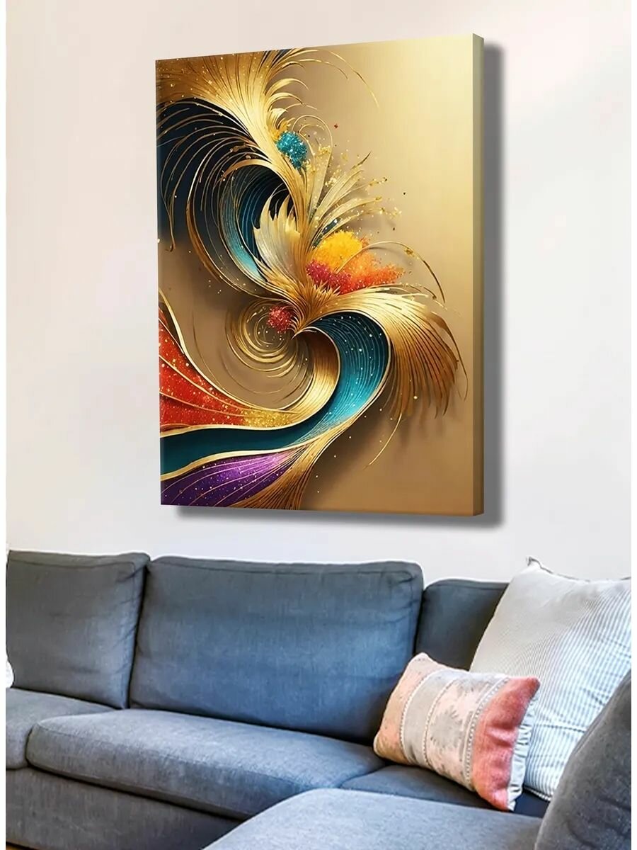 Картина "Золотая симфония", на стену 50х70см 1шт, на деревянном подрамнике