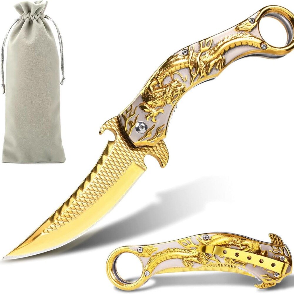 Рельефный дракон шаблон из нержавеющей стали складной нож портативный карманный нож открытый кемпинг EDC нож коллекционный нож