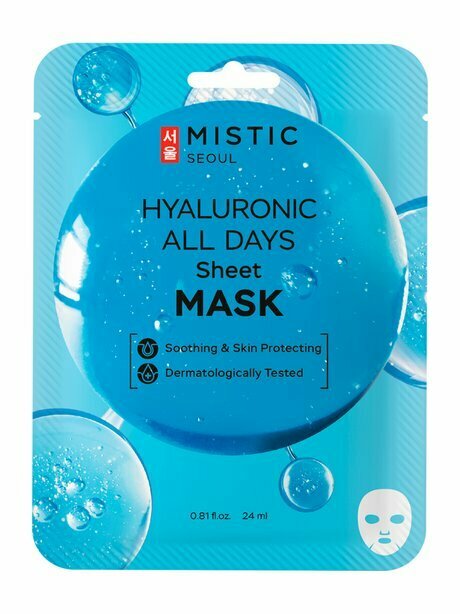 Mistic Hyaluronic All Days Sheet Mask Увлажняющая тканевая маска для лица с гиалуроновой кислотой 24мл