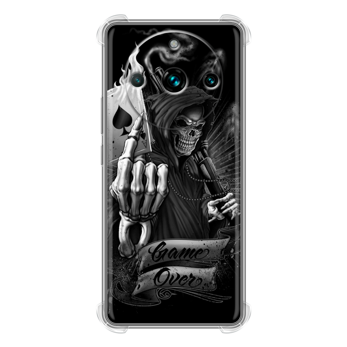 Чехол для Realme 11 Pro Plus 5G с принтом для мужчин с черепом и картой (Реалми 11 про плюс 5G)