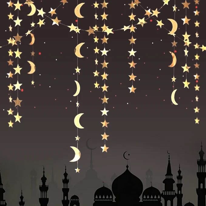 Звезды и луны для украшения праздника, цветы и флаги длиной 4 метра, декор для интерьера бара и магазина