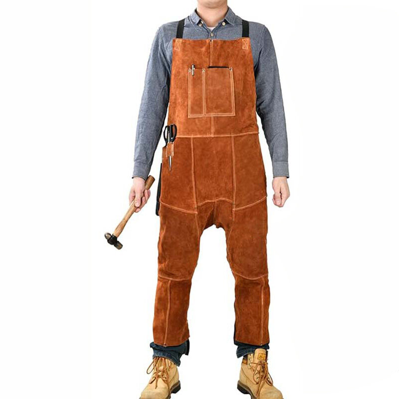 Сверхпрочный огнестойкий фартук с разрезами для мужчин, двухсторонние флисовые сварочные фартуки, закрывающие всю длину, защитные фартуки для шлифовки, обработки на станках, электросварки