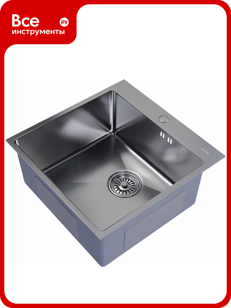 Настольная мойка MIXLINE PRO 50x50, 3 мм, выпуск 3 1/2, 20 см, с сифоном, сатин 547229