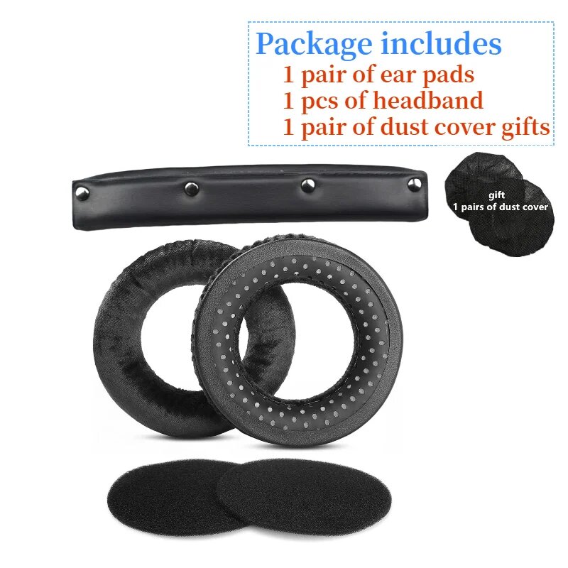 Амбушюры для наушников Beyerdynamic DT990 / DT880 / DT770 PRO кожаные 1 set Black velvet