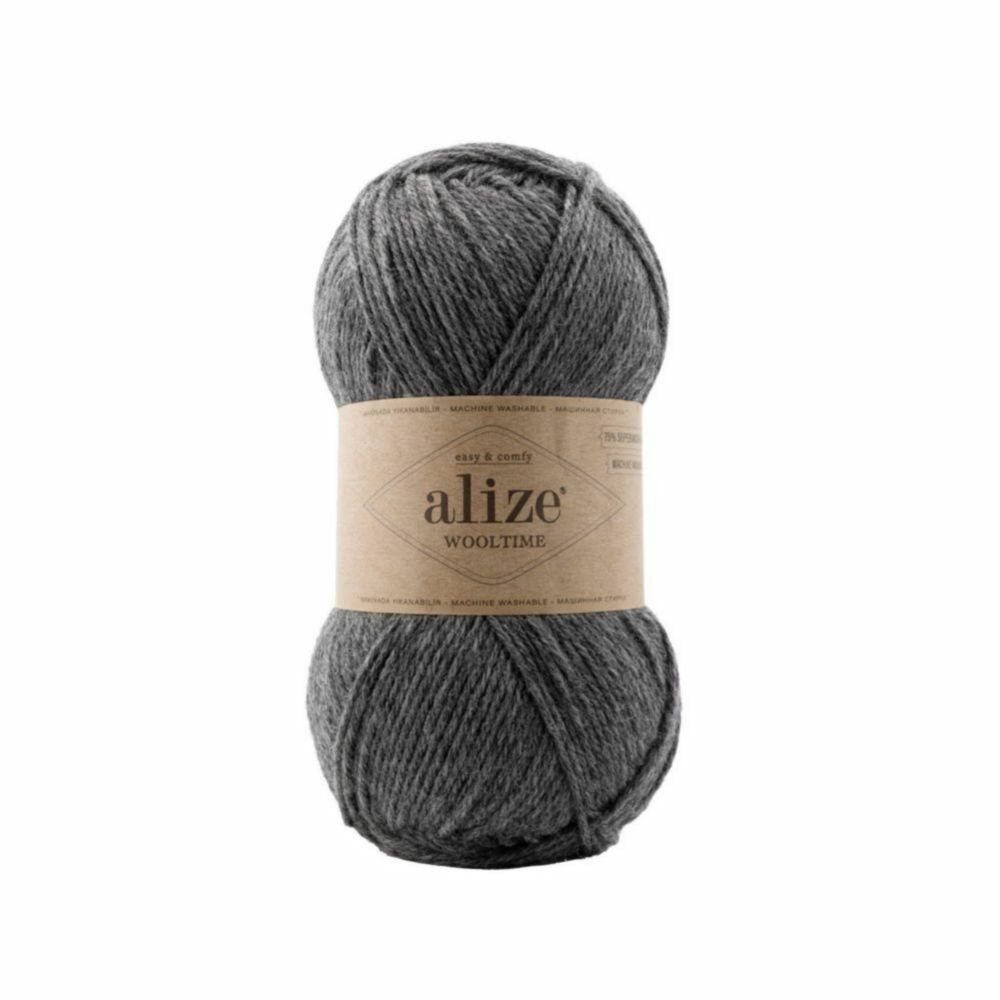 Пряжа для вязания Alize Wooltime 182 темно-серый 100 гр/200 м 75% шерсть, 25% полиамид