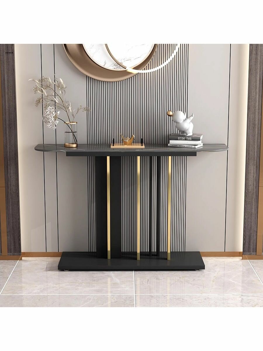 Консоль Консольный столик в прихожую с мраморным рисунком, металлические ножки