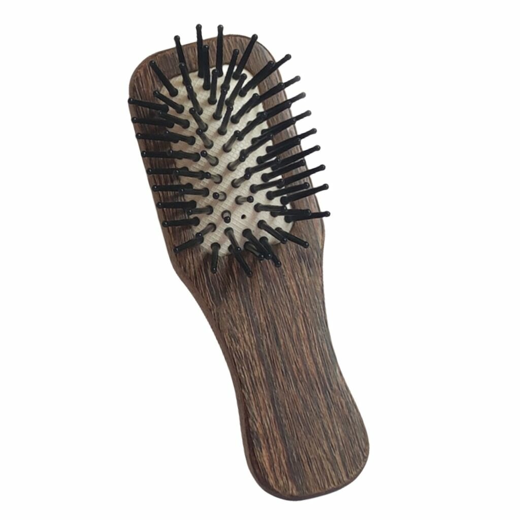 МИНИ-расческа-подушка для массажа из бука, стильная, чёрно-золотая, сандаловое дерево