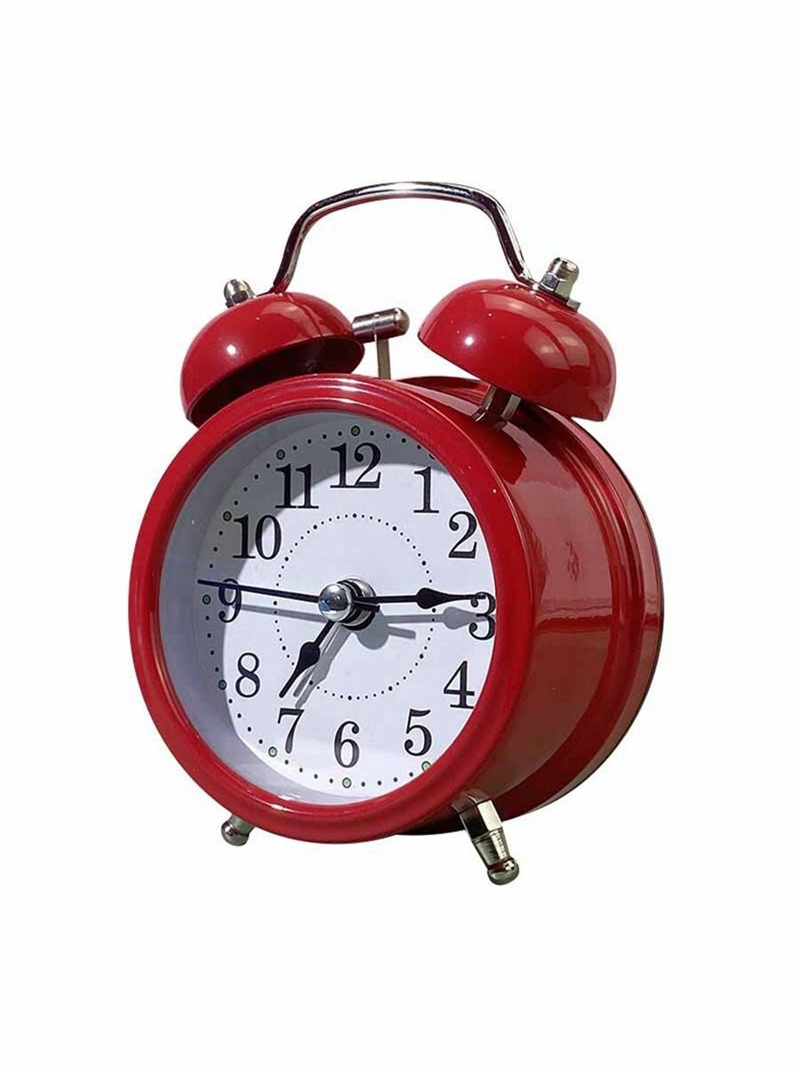 3-дюймовый металлический механический будильник с двумя звонками, бесшумный, питание от батареек
