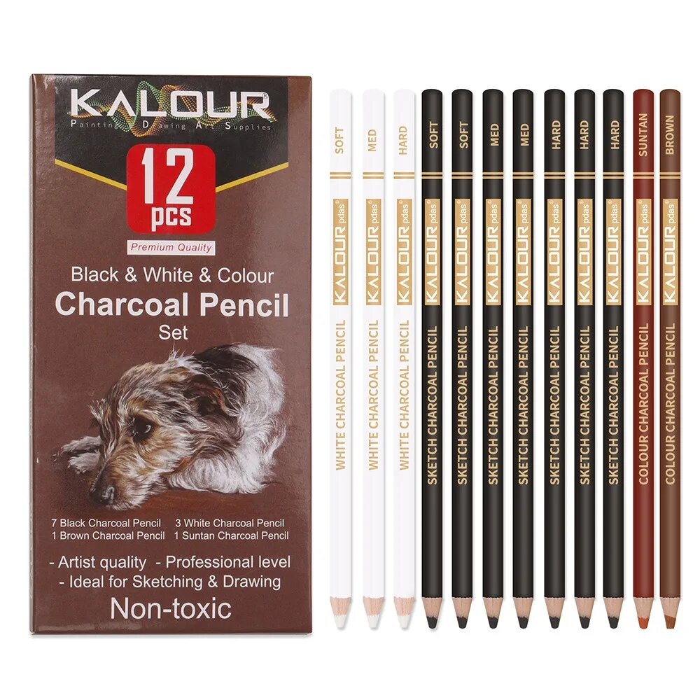 KALOUR Угольные карандаши 6/12 шт. 12pcs MixedColor Set
