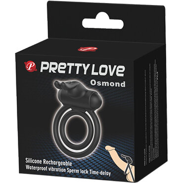 Baile Pretty Love Osmond, черное Эрекционное виброкольцо с петлей для мошонки