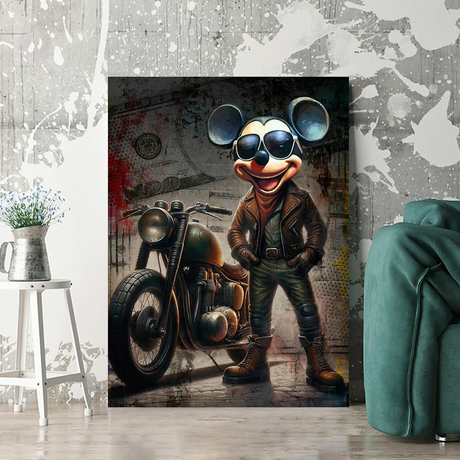 Картина на холсте - "Микки Маус, мультперсонажи", 40х60 см.