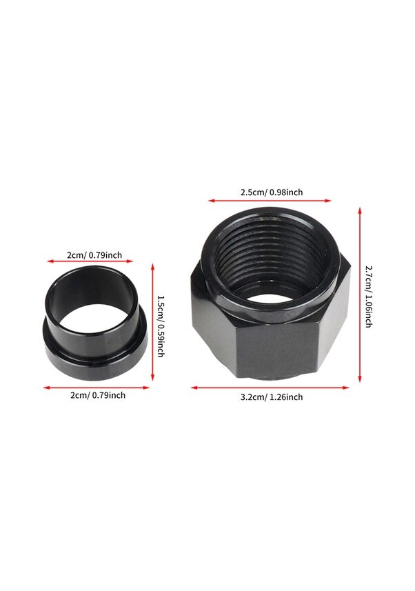 Комплект гаек и муфт из алюминия с внутренней резьбой 12an-3/4" черного цвета