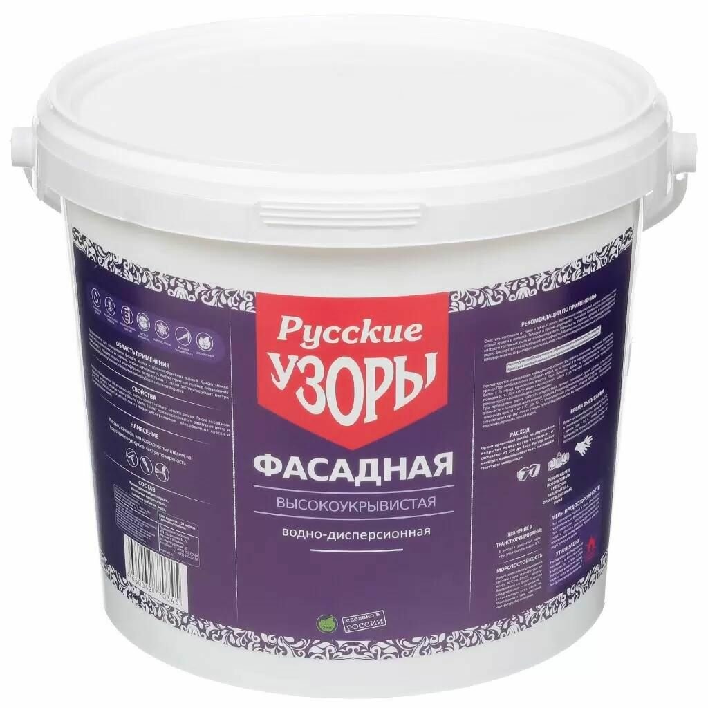 Фасадная краска Русские узоры водно-дисперсионная, полиакрил, матовая, 6,5 кг